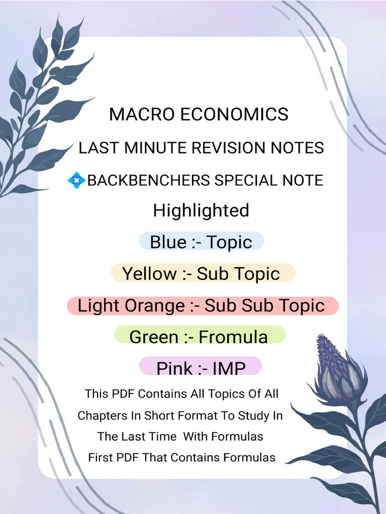 Macro Economics Backbenchers Notes | PDF