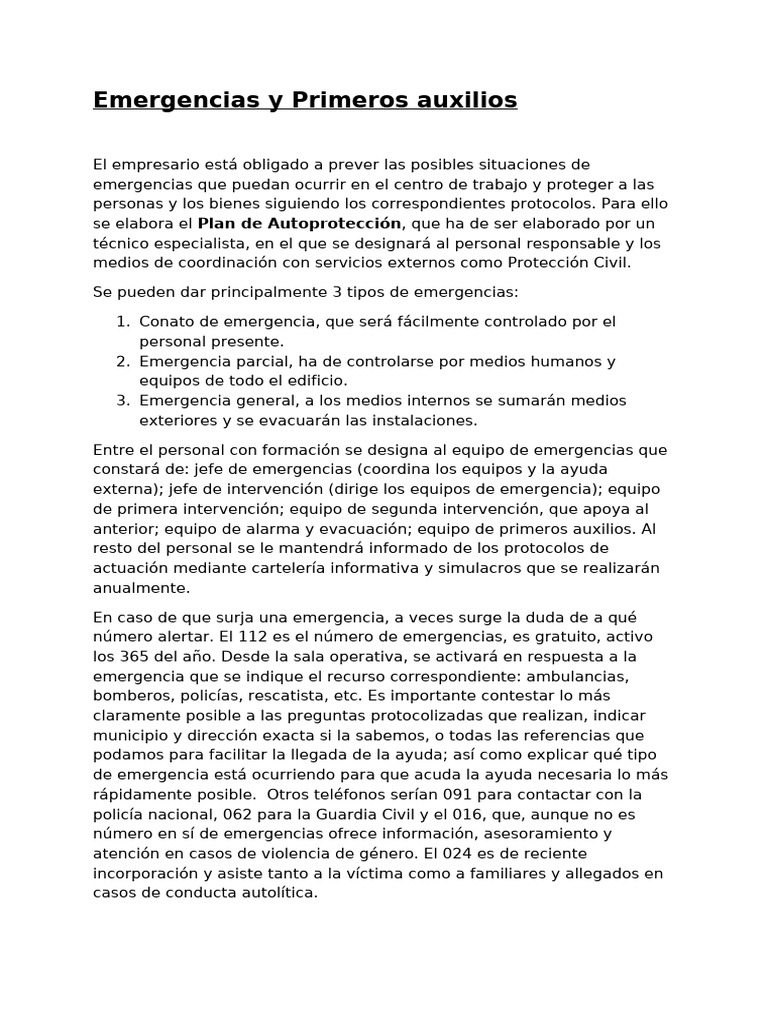 Emergencias y Primeros Auxilios | PDF | Herida | Reanimación cardiopulmonar