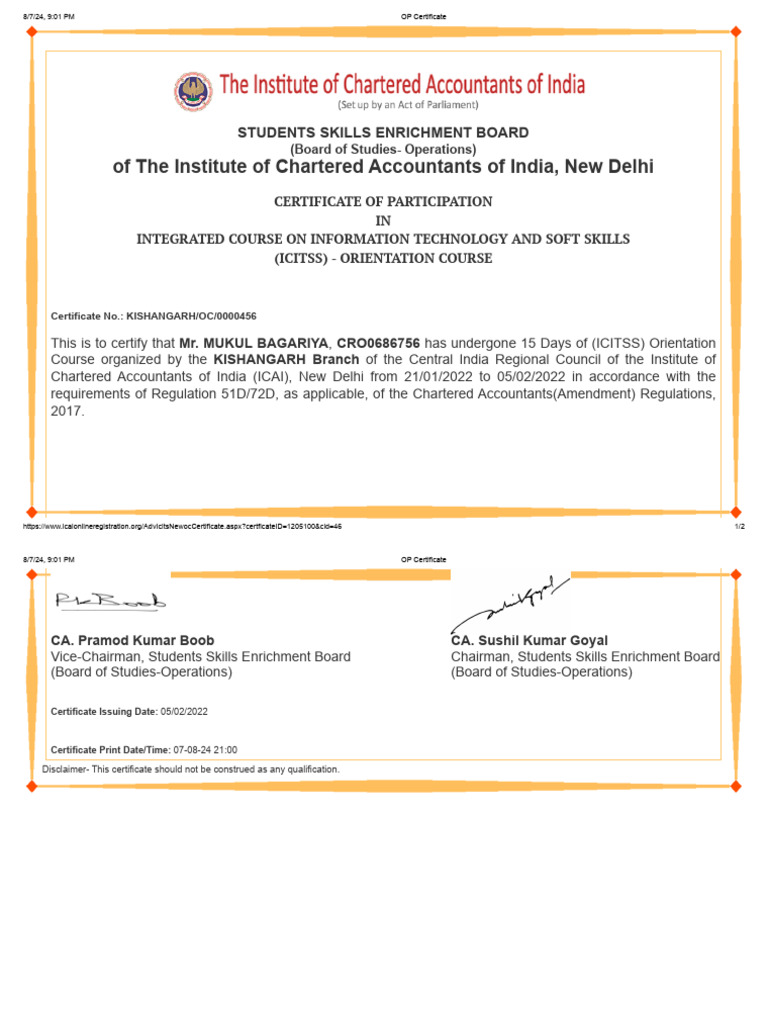 OP Certificate | PDF