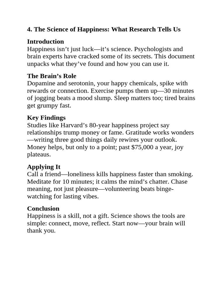 Science-Backed Happiness Strategies | PDF