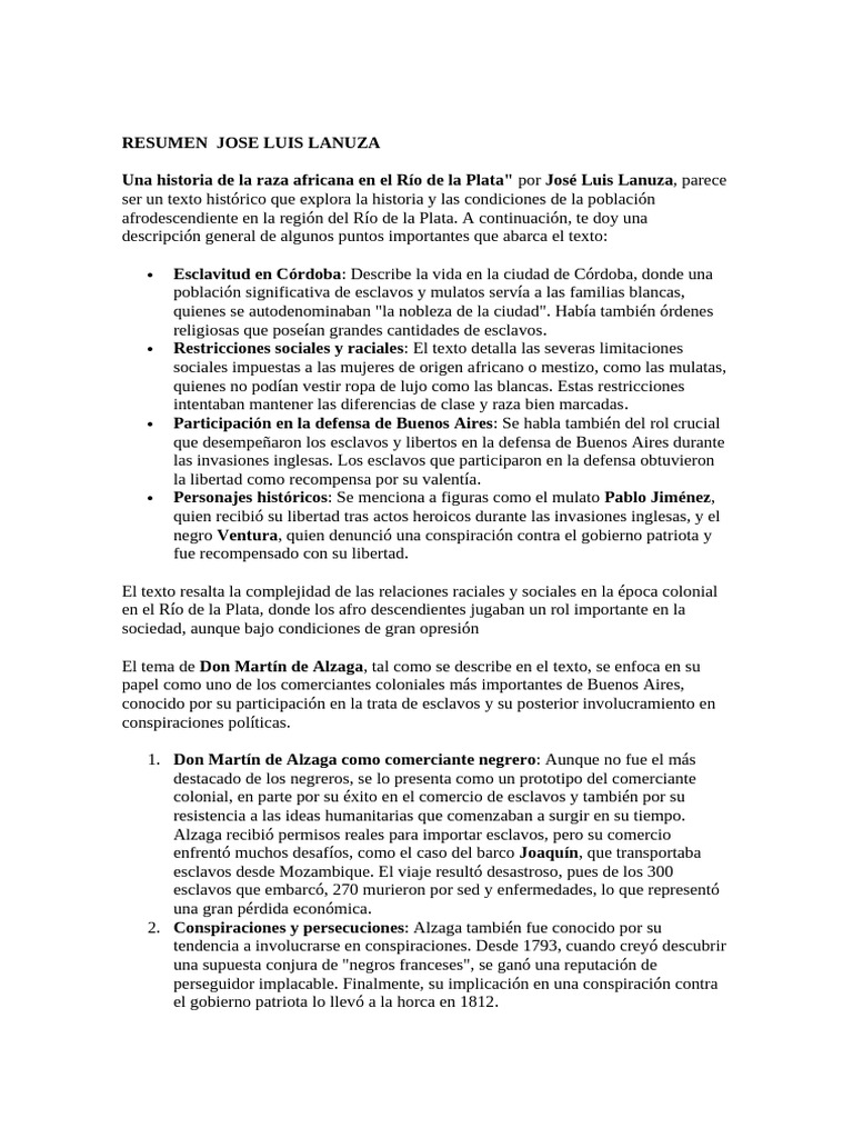 Resumen Jose Luis Lanuza | PDF | Esclavitud | Conspiración