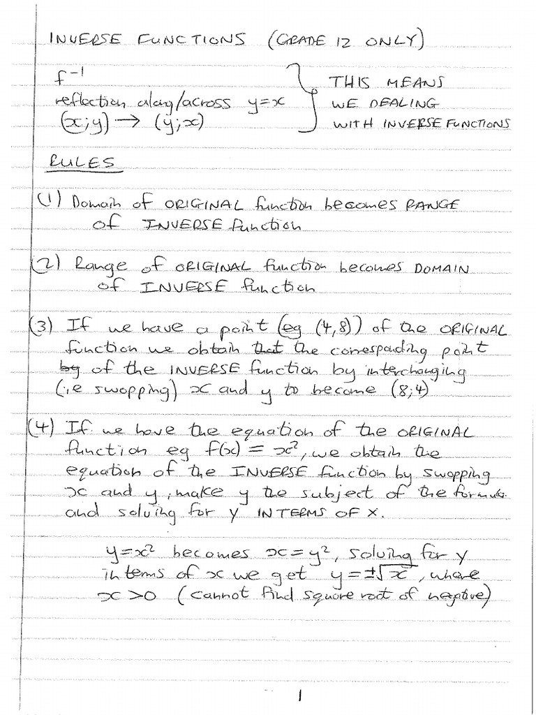 Inverse Functions & Calculus Notes | PDF