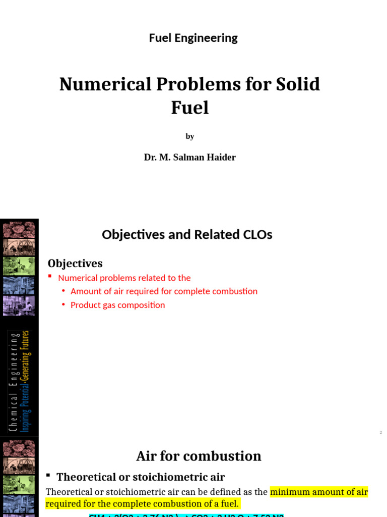 Lecture 3-Combustion of Solid Fuel-Numericals | PDF | Combustion | Gases