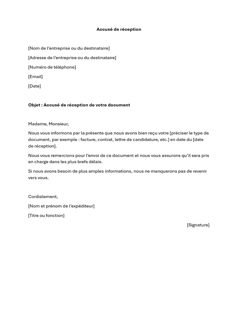 Modèle D'accusé de Réception | PDF