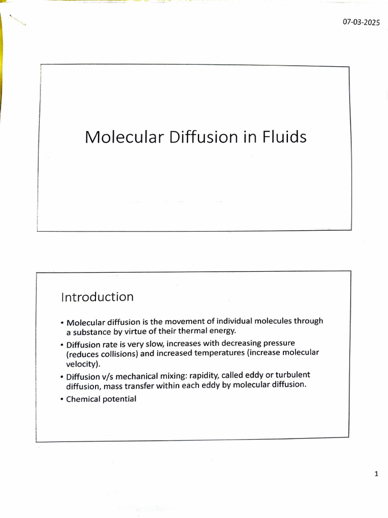 Molecular Diffusion in Fluids | PDF