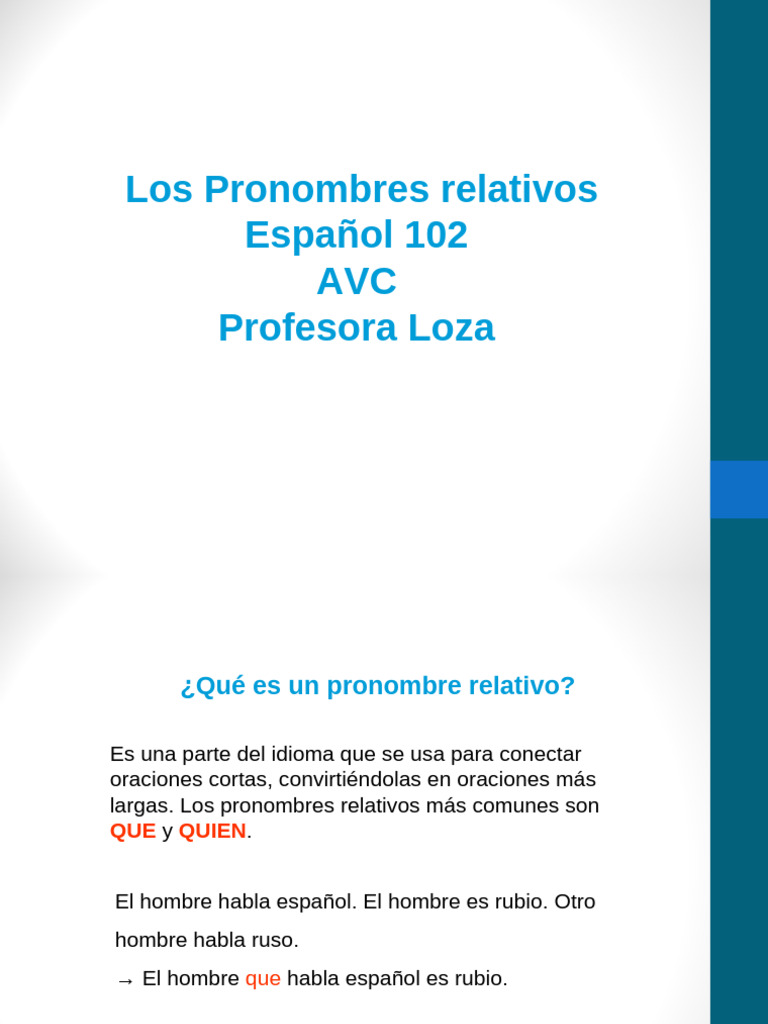 102 Pronombres Relativos Que, Quien, Etc. | PDF