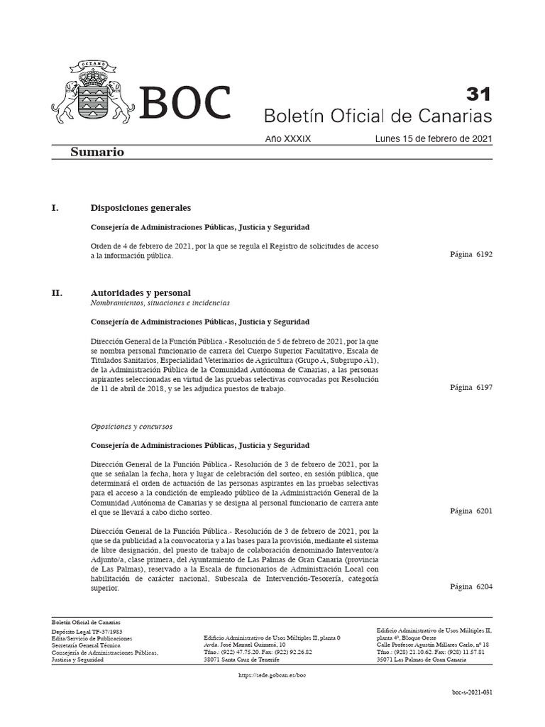 Boc S 2021 031 | PDF | Islas Canarias | Gobierno