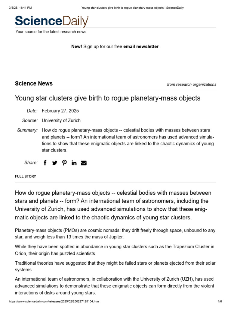 Young Star Clusters Give Birth To Rogue Planetary-Mass Objects ...