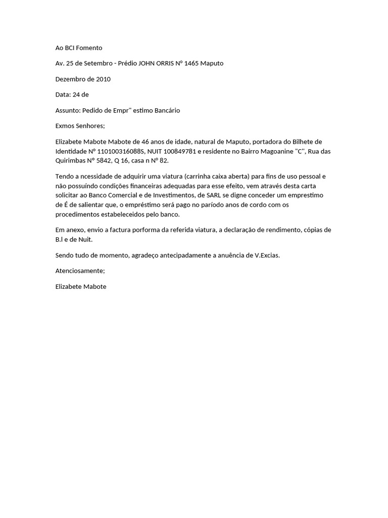 Ao BCI Fomento | PDF