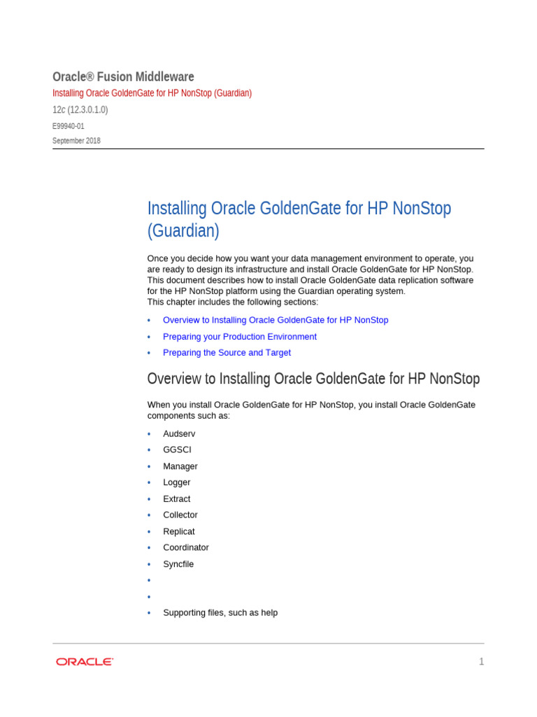 Installing Oracle Goldengate HP Nonstop | PDF | Replication (Computing) | Computer Network