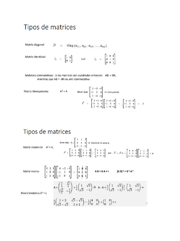 tipos de matrices | PDF