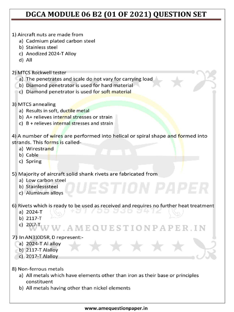 Dgca Module 06 B2 (01 of 2021) Question Set | PDF