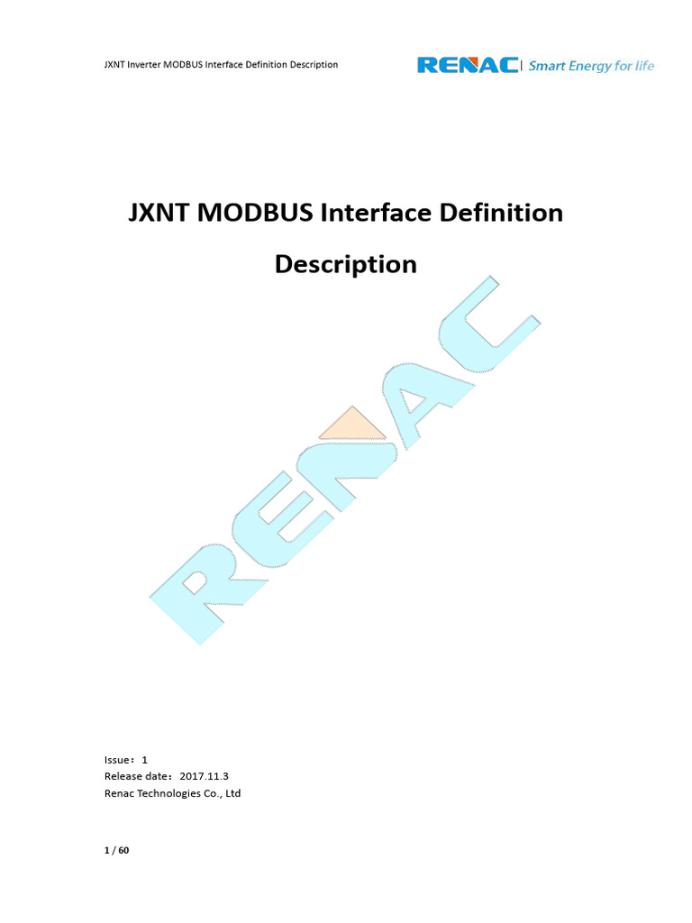 RenacPower_On-Grid Inverter Modbus Protocol V0.02 | PDF | Networking ...