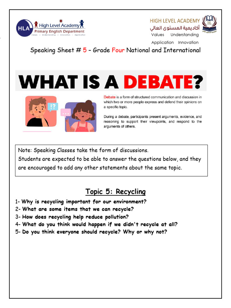 Speaking Sheet #5 RECYCLING New | PDF