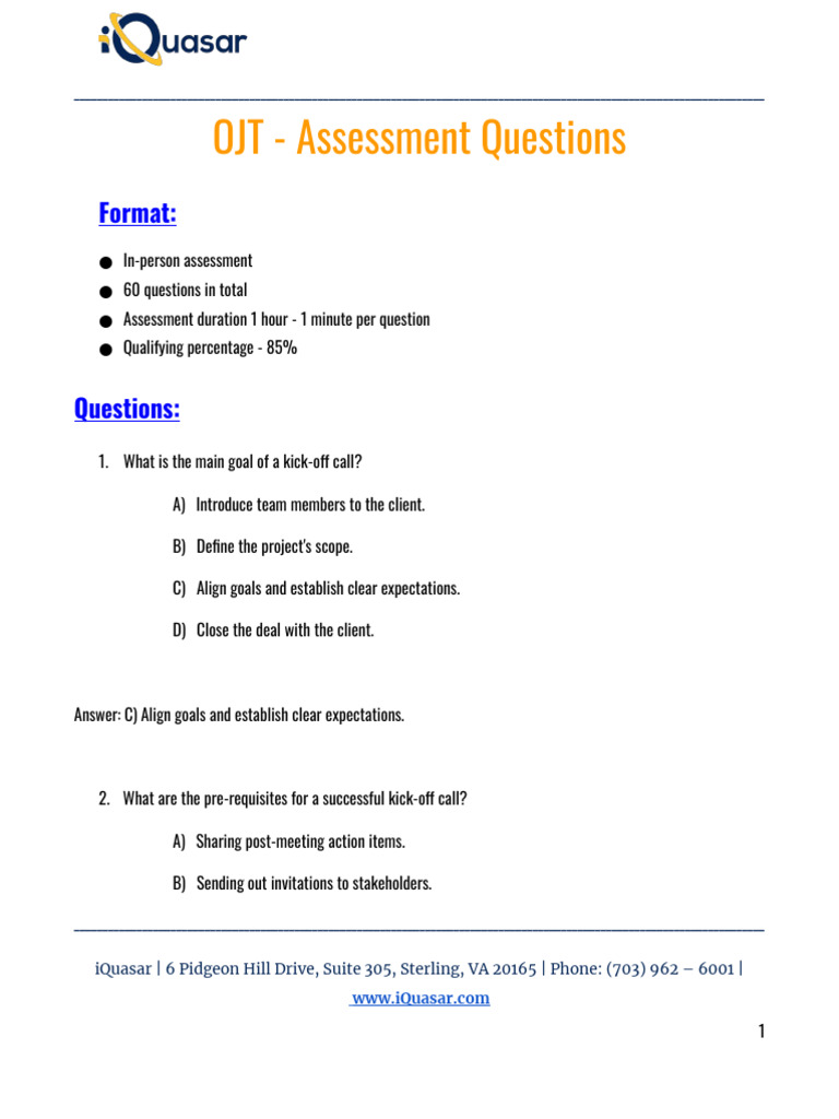 OJT - Assessment Questions | PDF | Background Check | Recruitment