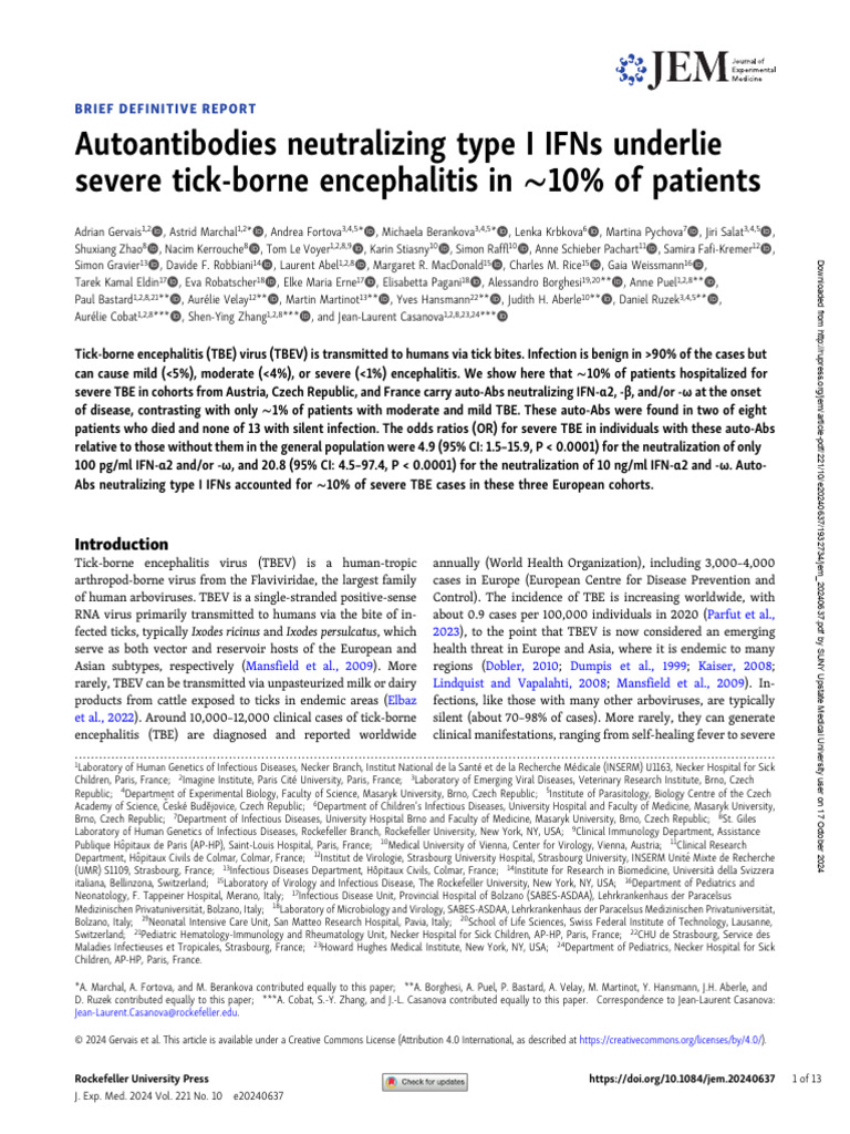 Gervais JEM Sep2024 | PDF | Interferon | Medical Specialties