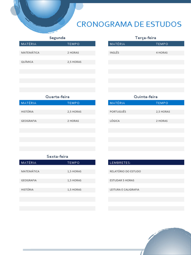 Cronograma de Estudos | PDF