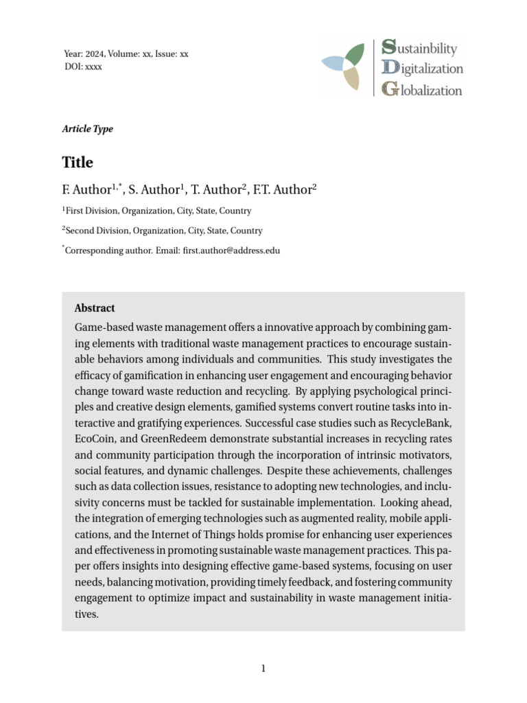 Journal of Sustainability Digitalizaiton and Globalization Template ...