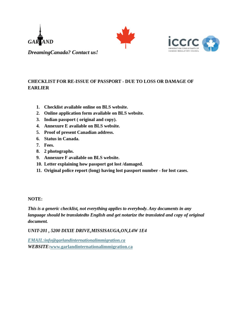 Checklist of Passport Reissue | PDF