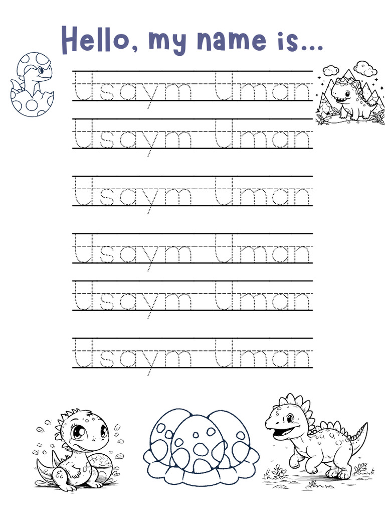 Purple Illustrative Name Preschool Tracing Worksheet | PDF
