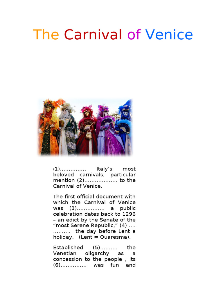 TOT DEF The-Carnival-Of-Venice-Reading-Comprehension-Reading ...