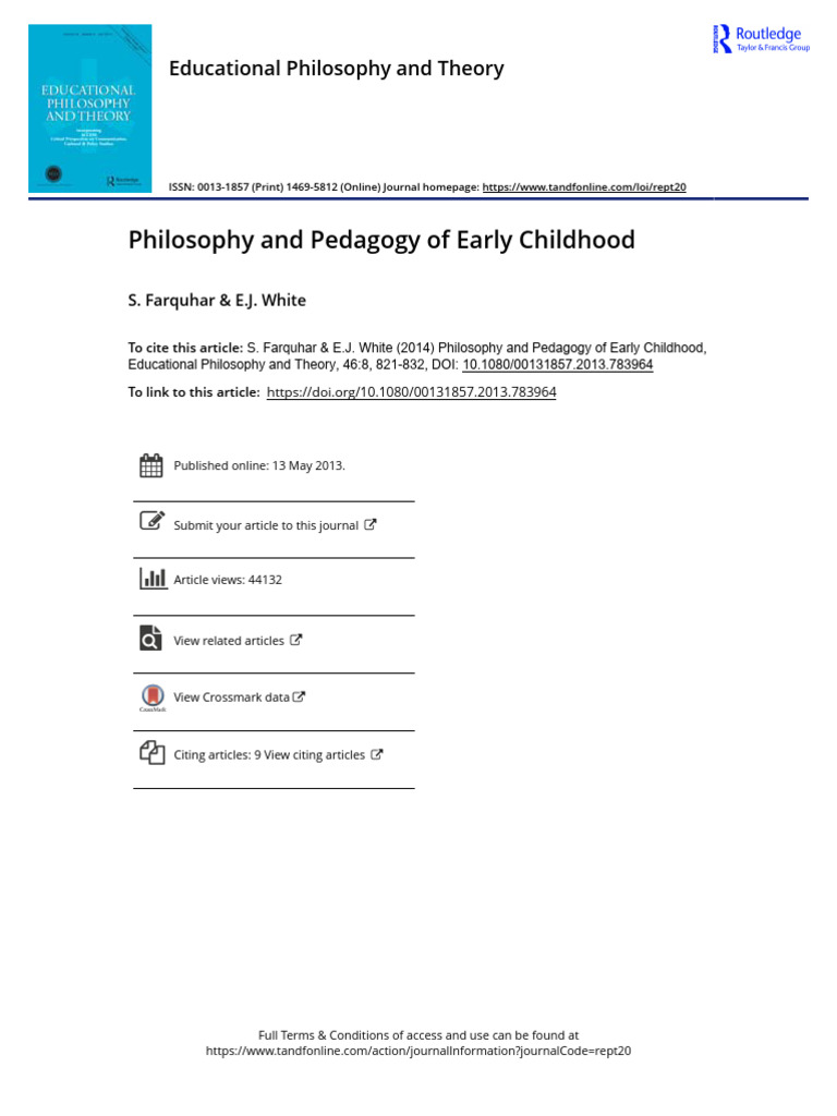 Early Childhood Philosophy and Pedagogy | PDF | Pedagogy | Early ...