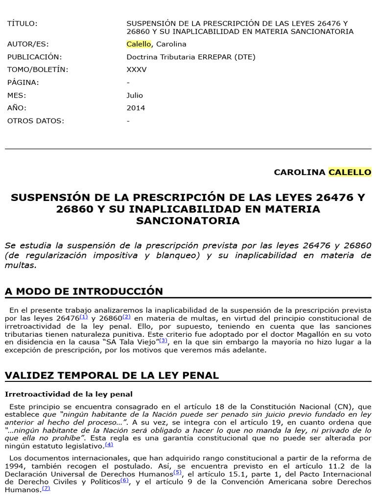0007 Susp Pescr Ley Inapli Mate Sancio | PDF | Derecho penal | Estatuto ...