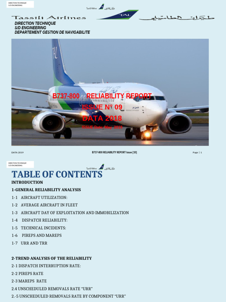 Reliability Report B737 issue10 .2019 | PDF | Reliability Engineering | Transport