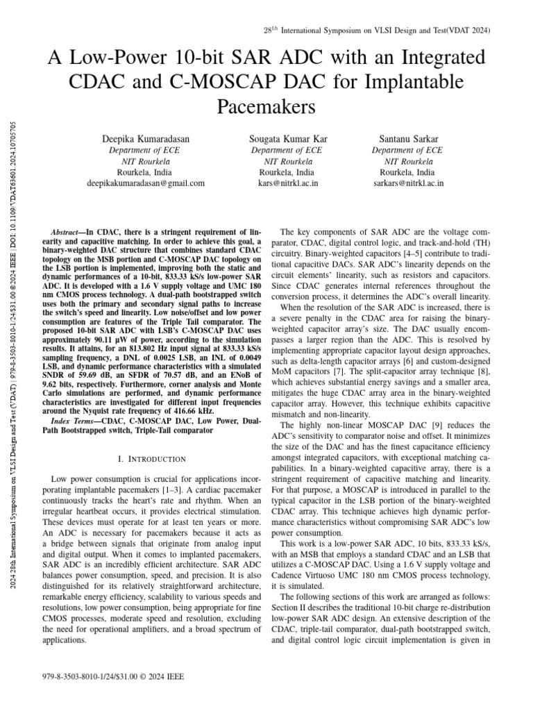 A Low-Power 10-Bit SAR ADC With an Integrated CDAC and C-MOSCAP DAC for Implantable Pacemakers ...