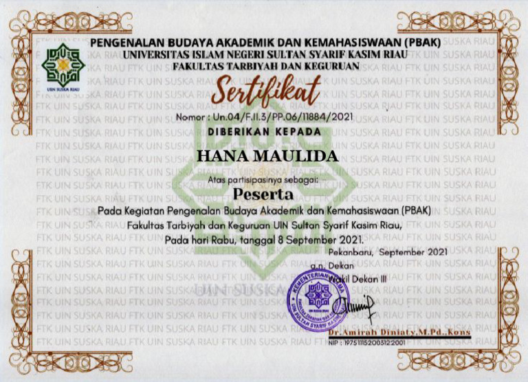 Sertifikat Hana Maulida | PDF
