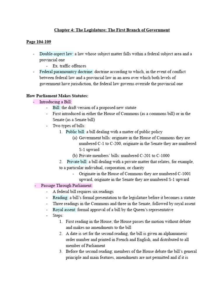 Chapter 4 - The Legislature - The First Branch of Governmet | PDF ...