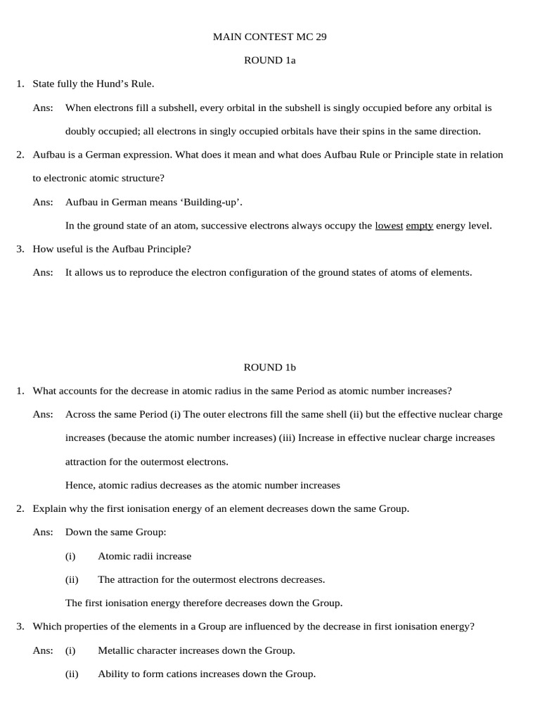 MC 29 | PDF | Chemistry | Physical Chemistry