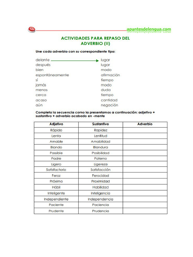 Ejercicios de adverbios 1 | PDF