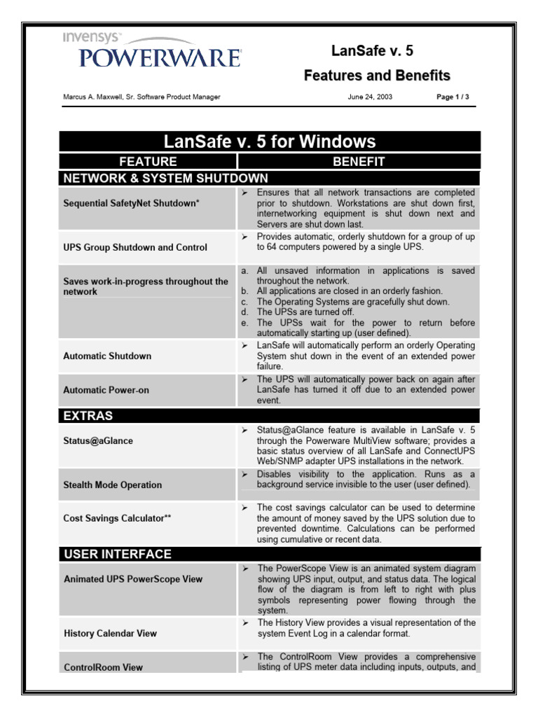 Lan Safev 5 Featuresbenefits | PDF | Computer Network | Microsoft Windows