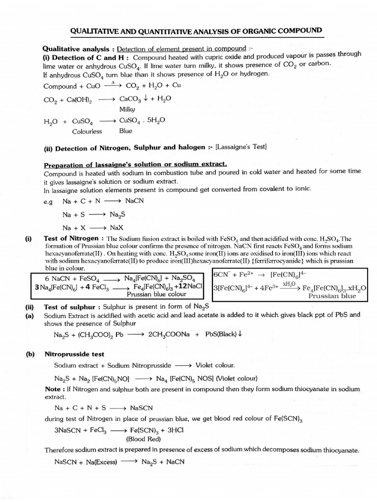Qualitative & Quantitative Analysis of Organic Compounds | PDF