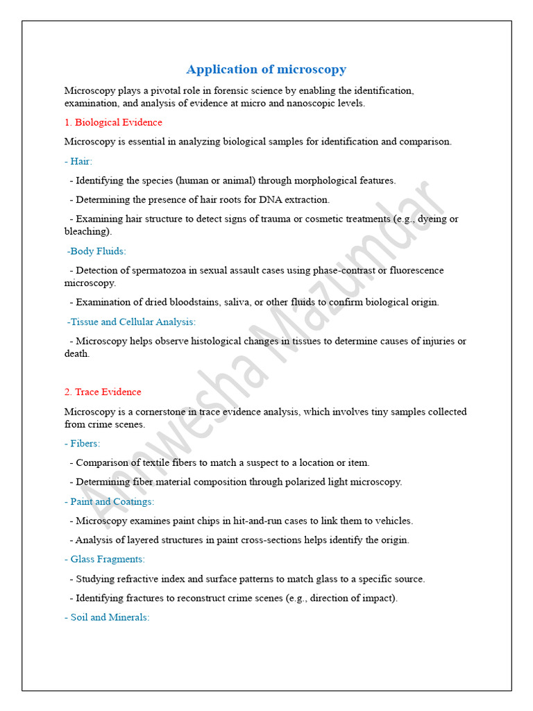 Microscopy in Forensic Science - 1 | PDF | Microscopy | Forensic Science