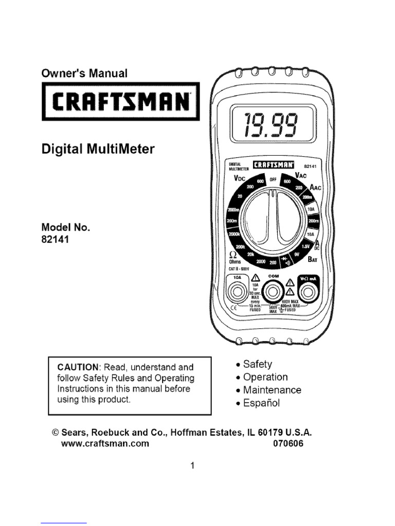 Craftsman Multimeter | PDF | Direct Current | Voltage