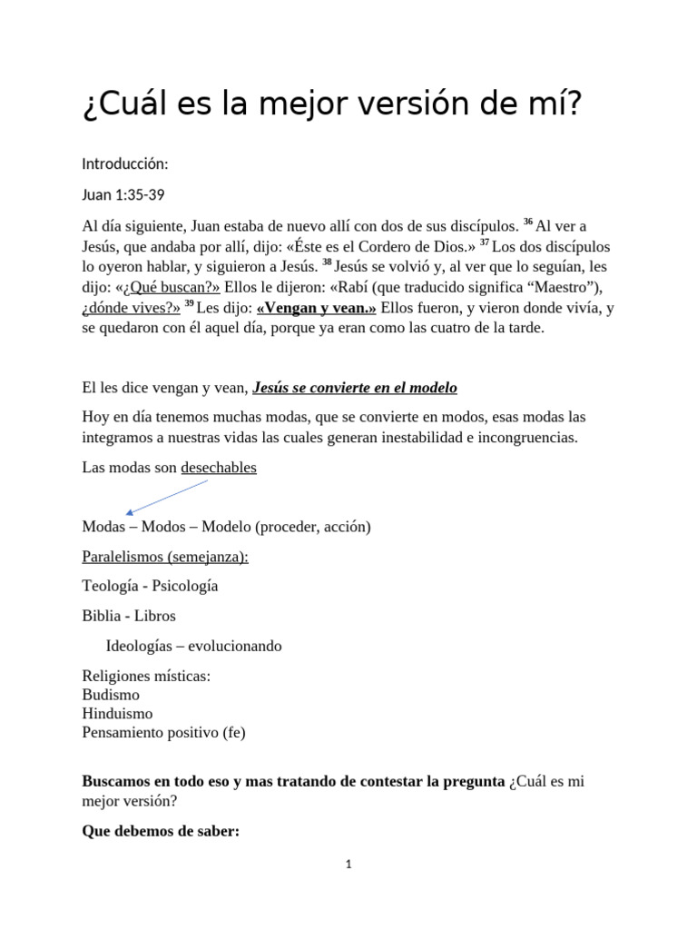 Cuál Es La Mejor Versión de Mí | PDF
