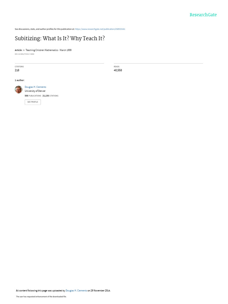 Subitizing What Is It Why Teach It | PDF | Numbers | Arithmetic