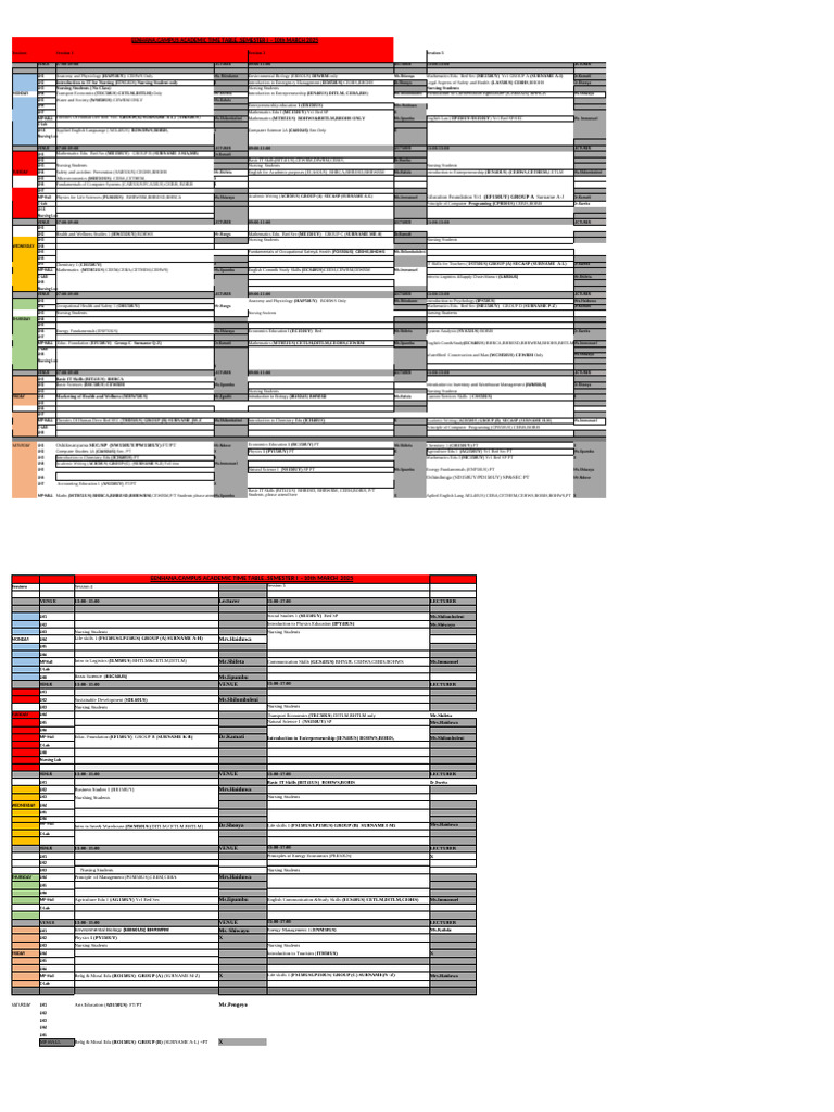IUM Eenhana Campus Academic Timetable 2025 | PDF | Science