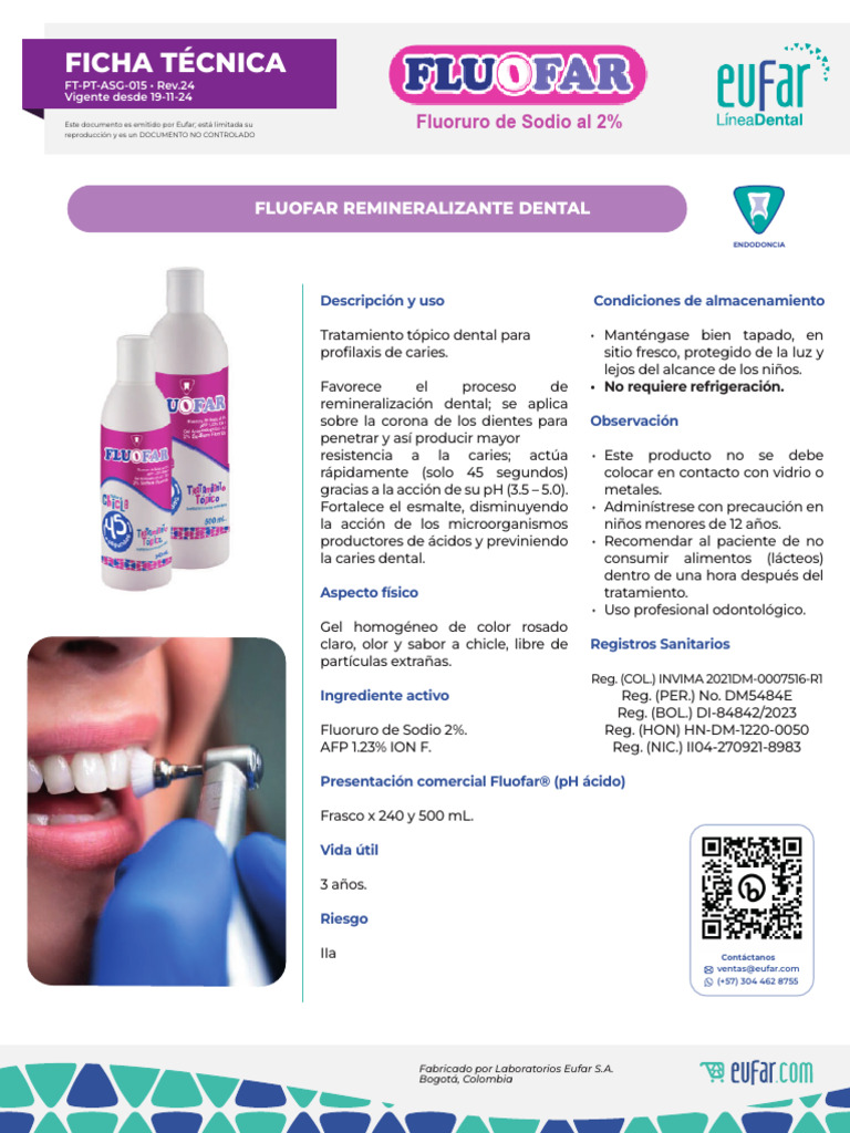 Ficha Tecnica Fluofar Eufar | PDF | Fluoruro