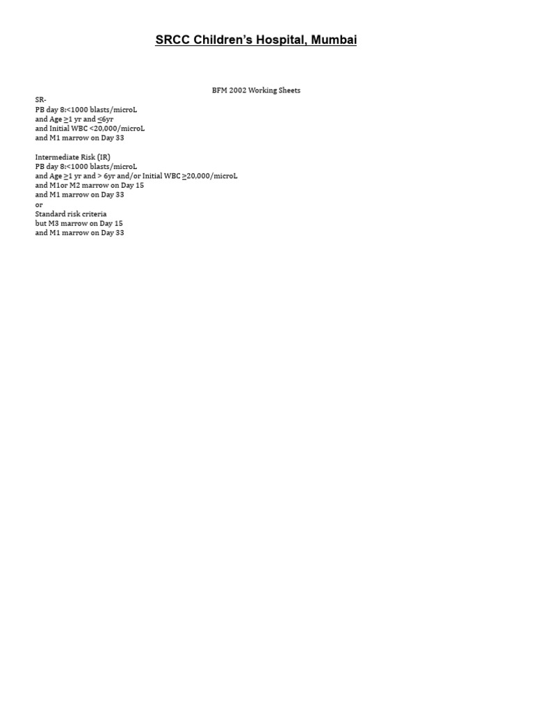 ALL-BFM 2002 Treatment Protocols | PDF | Dose (Biochemistry) | Chemistry