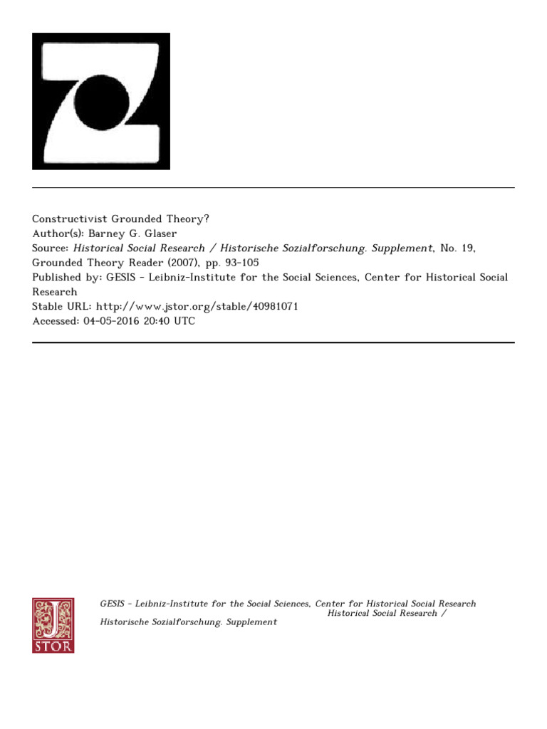 Constructivist Grounded Theory | PDF | Reality | Methodology