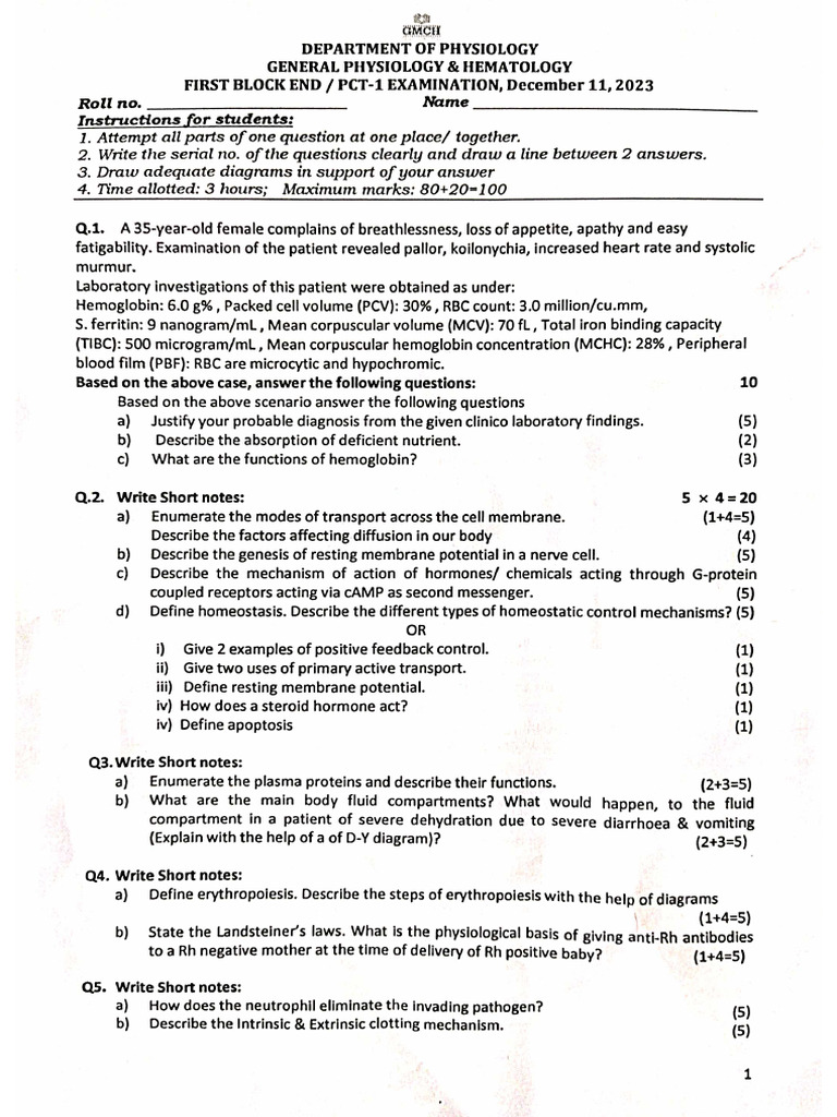 PCT Exam Overview for Physiology Students | PDF | Heart ...