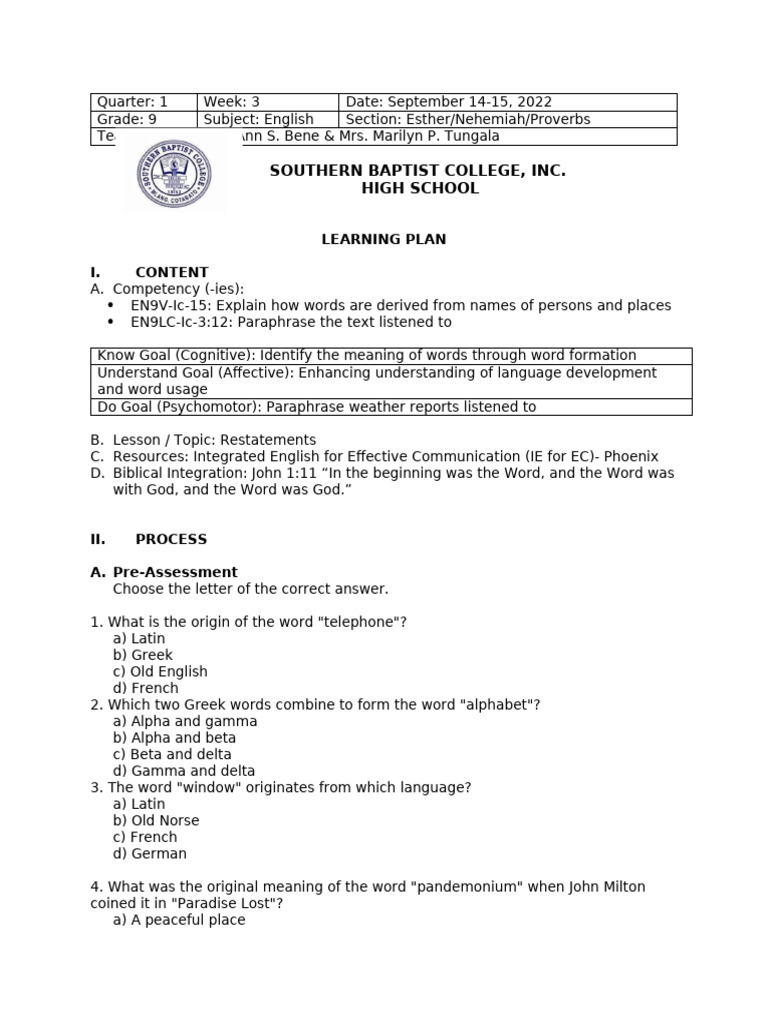 ENG 9 LP Q1 W3.2 Restatements | PDF | Weather Forecasting | Weather