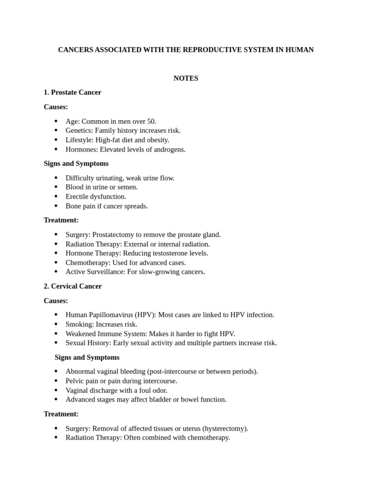 Reproductive System Cancers Overview | PDF | Cancer | Breast Cancer