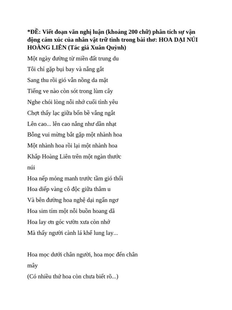 Hoa D I Núi Hoàng Liên | PDF
