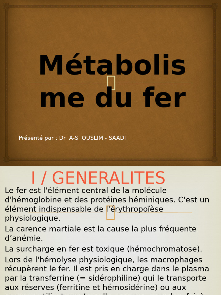 Métabolisme du Fer et Anémie | PDF | Spécialités médicales | Hématologie