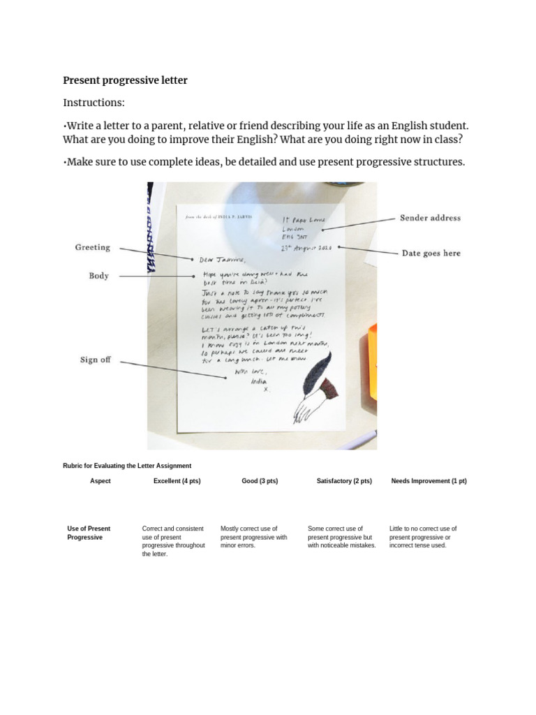 Present Progressive Letter | PDF | Cognition | Cognitive Science