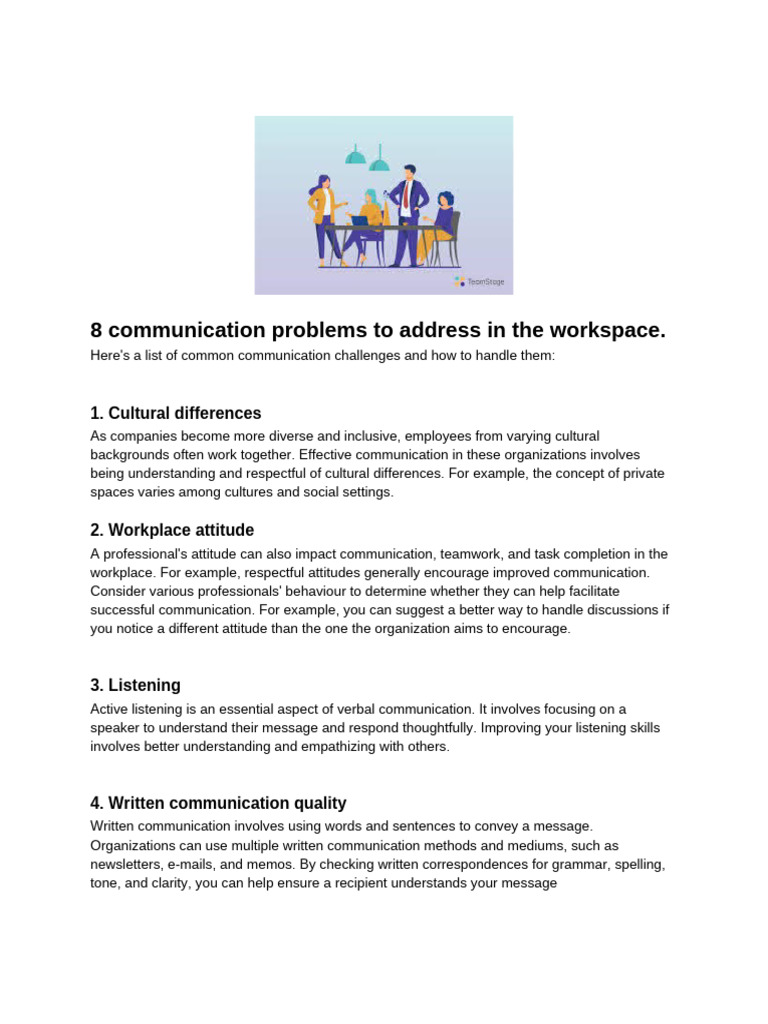 8 Communication Problems To Address | PDF | Communication | Information